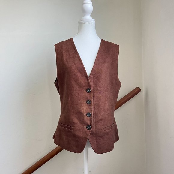 Classiques Entier | Tops | Vintage Brown 0 Linen Preppy Smart Vest ...